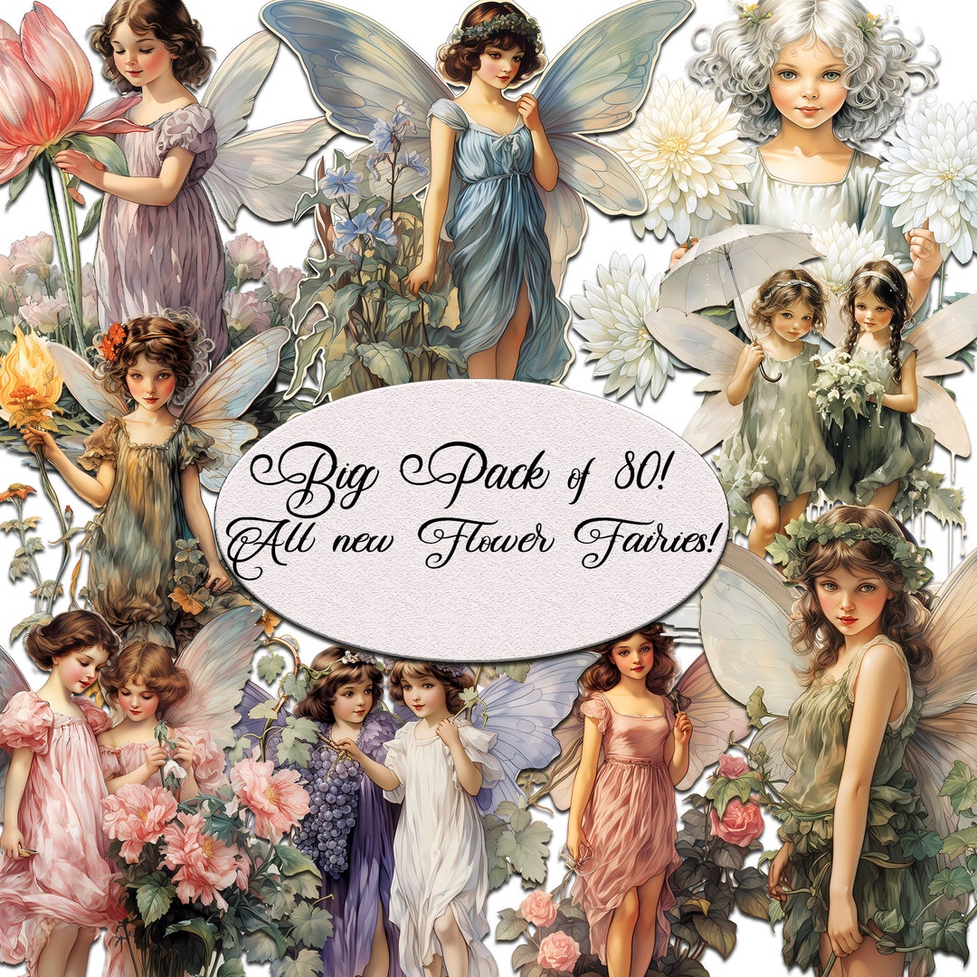 Flower Fairies Clipart Huge Pack Of 80 New Images Inspired By The Art