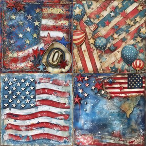 Vintage Americana Scrapbook Papers, Patriotic Digital Backgrounds, 4th ...