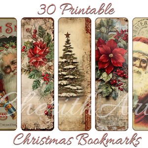 30 Vintage Christmas Bookmarks, Printable Holiday Designs (digital ...