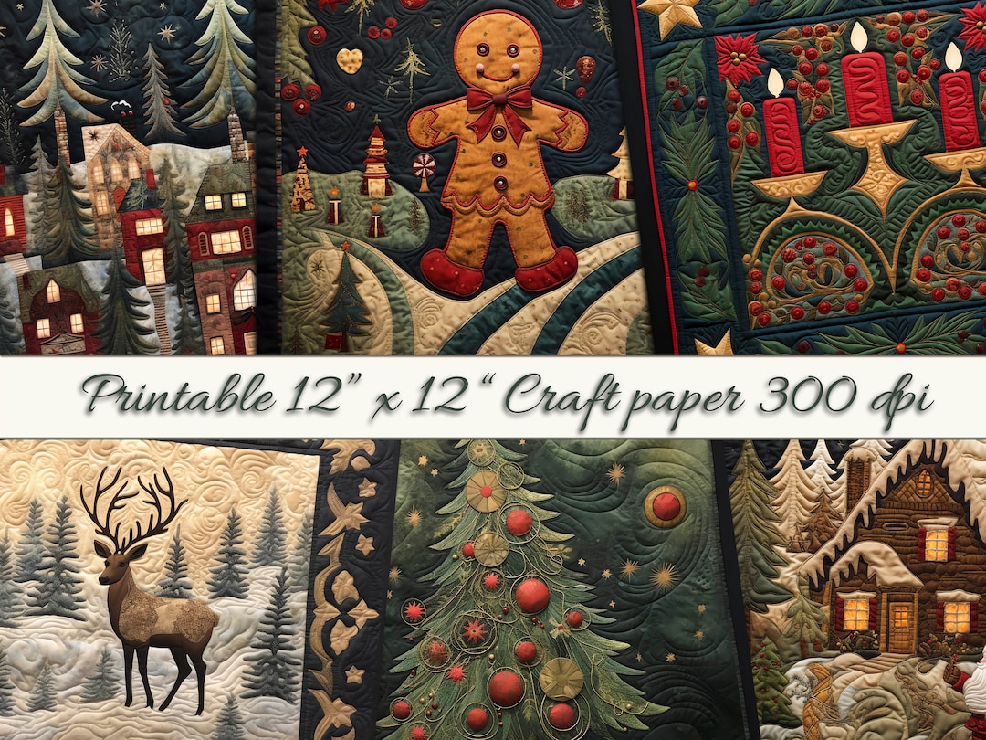 Cozy Christmas Quilt-inspired Paper-printable Festive Designs for DIY ...