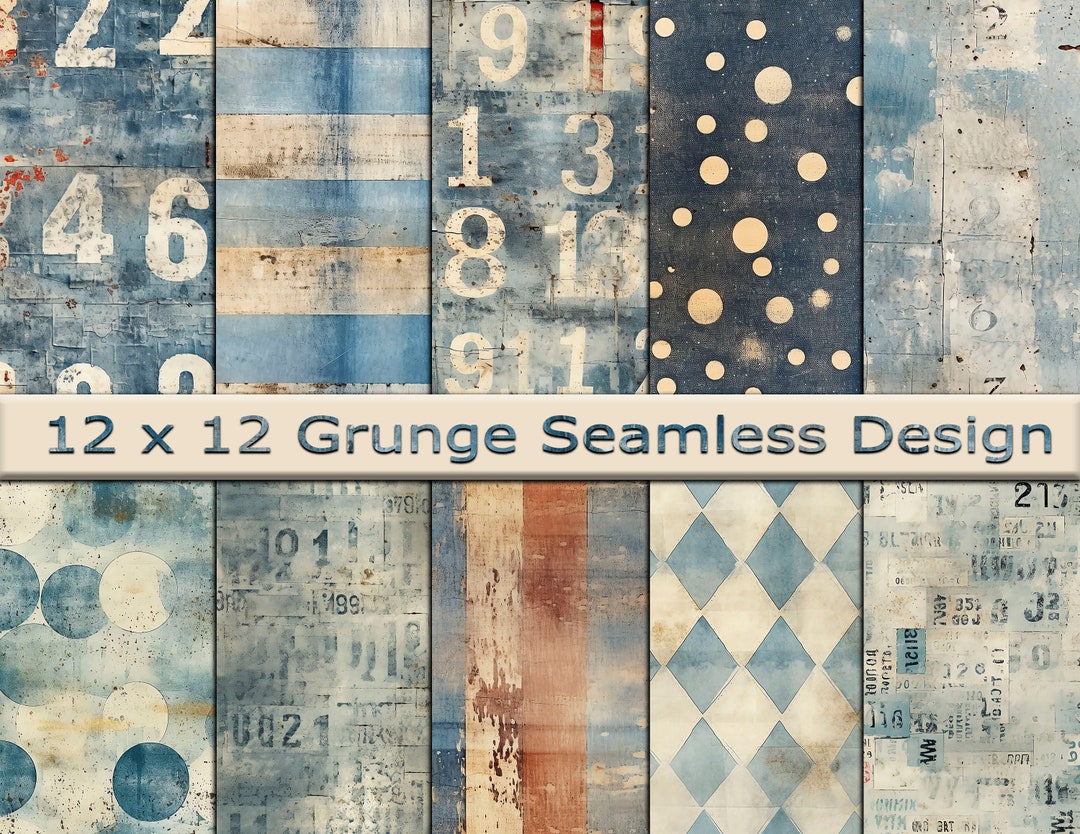 Seamless Digital Blue Grunge Designs - 12" X 12" Digital Scrapbooking ...