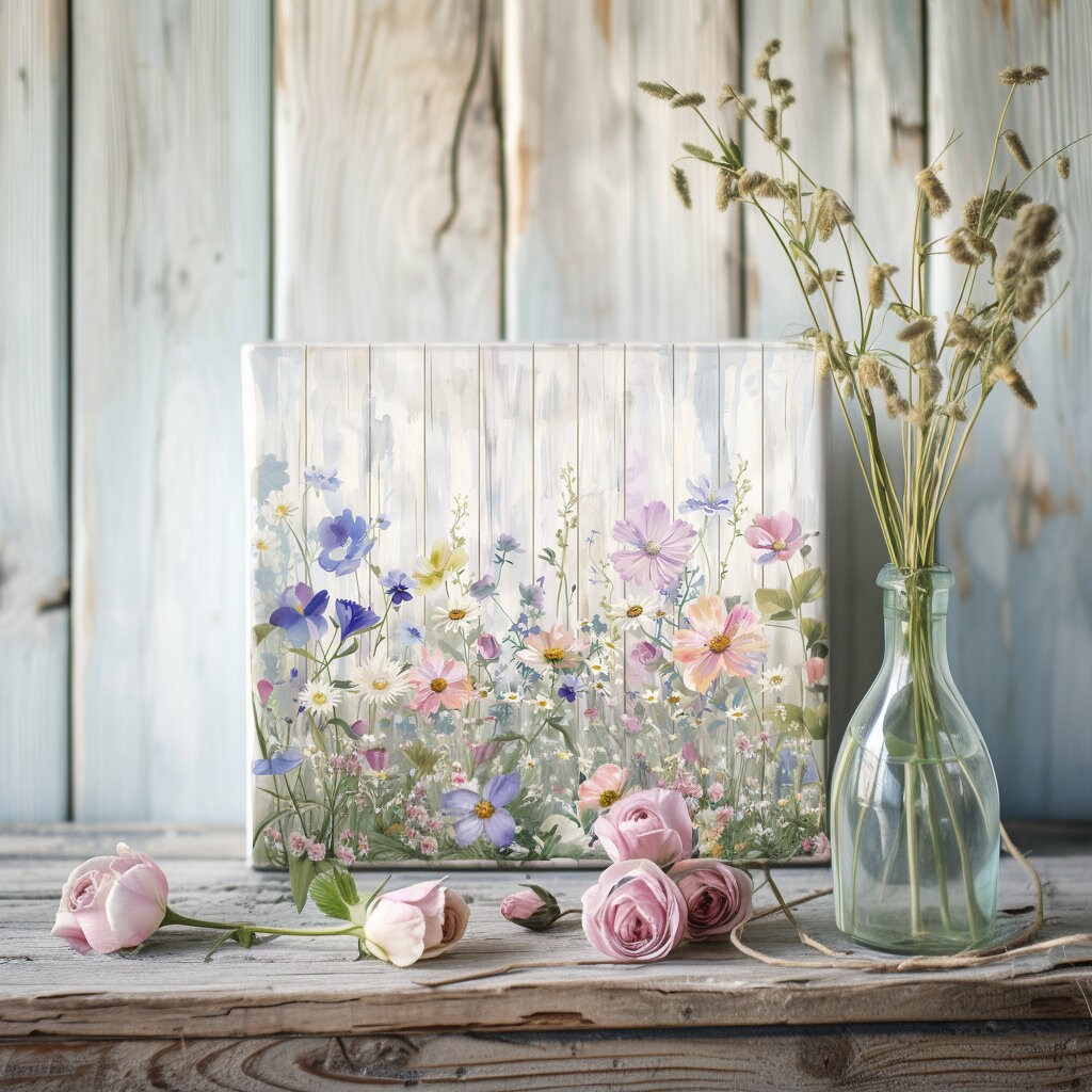 Watercolour Wildflower Meadow Paper Pack, Vintage Flowers Spring Junk ...