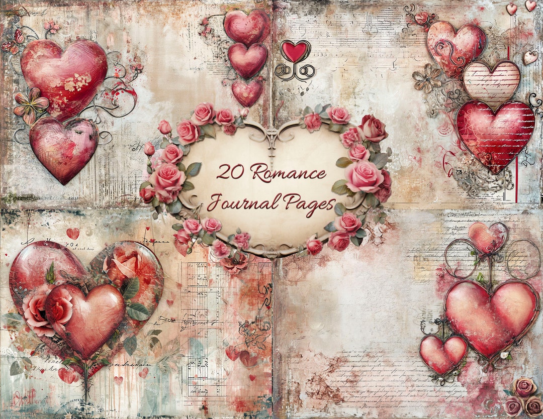 Vintage Romance Journal Pages – Shabby Chic Roses Ephemera (digital ...