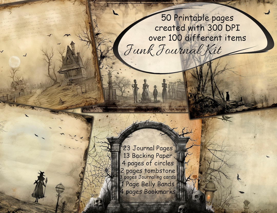 Creepy Halloween Junk Journal - Scary Halloween Bookmarks and Other ...