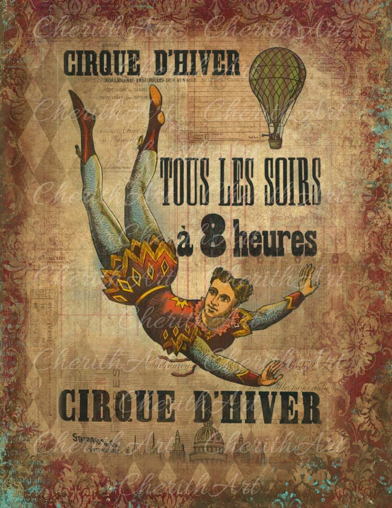 Vintage French Circus Posters, Scrapbook Paper (digital Download) - Etsy