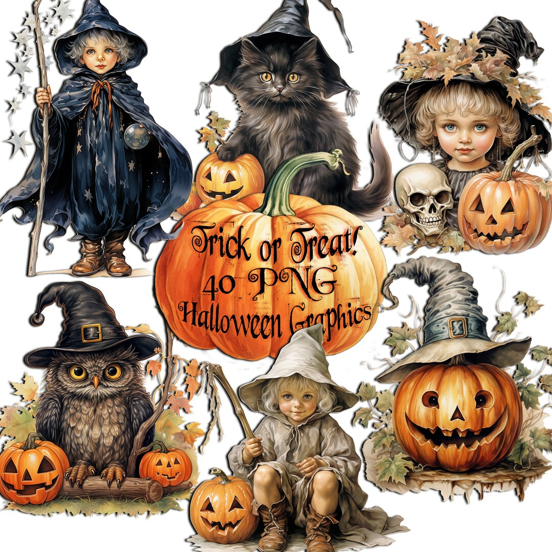 Trick or Treat Halloween Clipart - Transparent PNG Digital Download ...