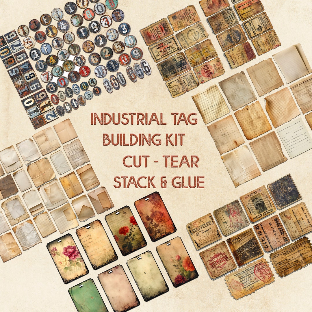 Vintage Tag Builder: 20 Pages of Grungy Ephemera Pieces & Printable ...