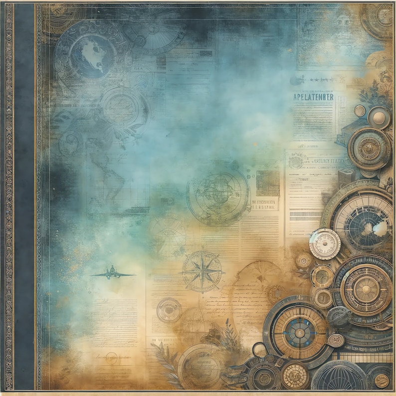 30 Vintage Travel Scrapbook Paper Designs-hot Air Balloons-12x12 ...