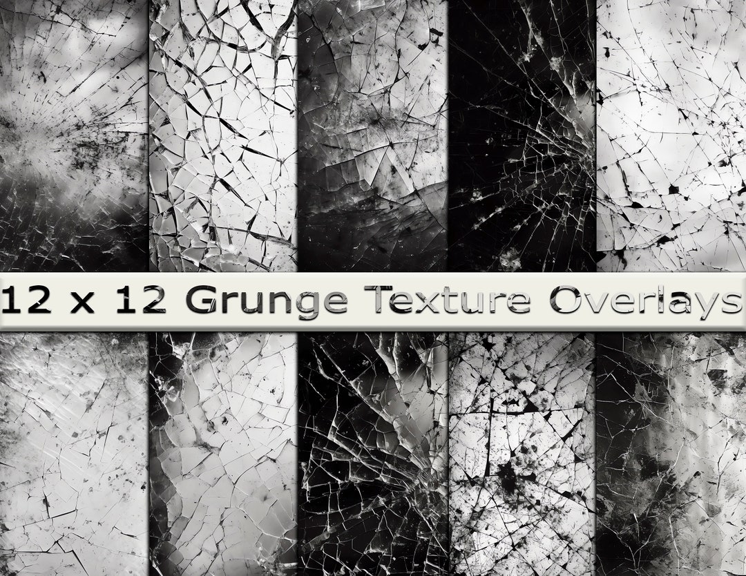 Grunge Texture Overlays, Shattered Glass Effect, Textured Digital Paper ...