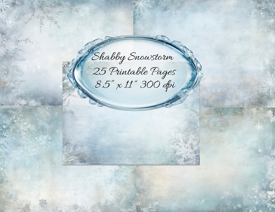 Distressed Winter Printable Paper-winter Theme-snow and Frost Digital ...