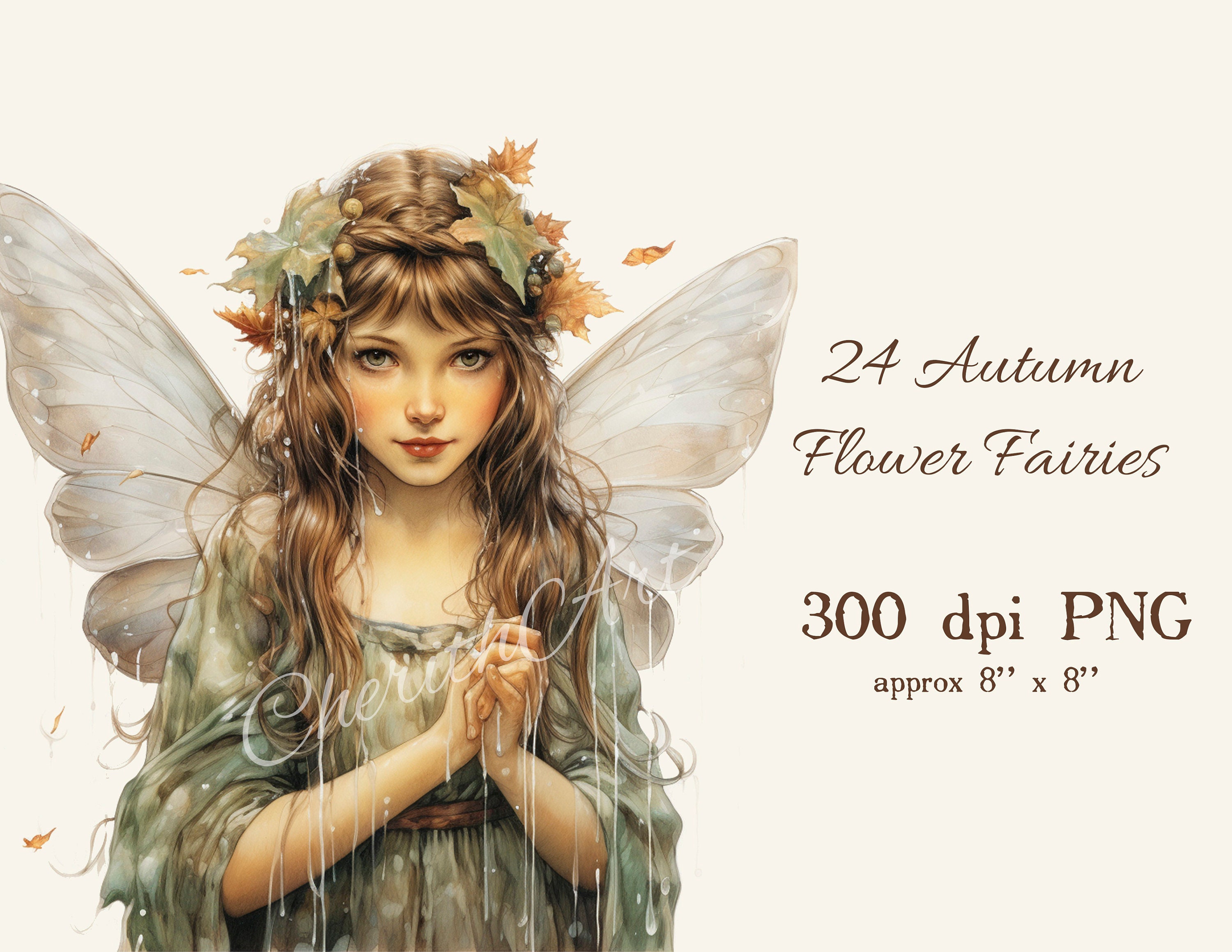 Autumn Flower Fairies Clipart - 24 PNG Files - Fall Fairies, Autumn ...