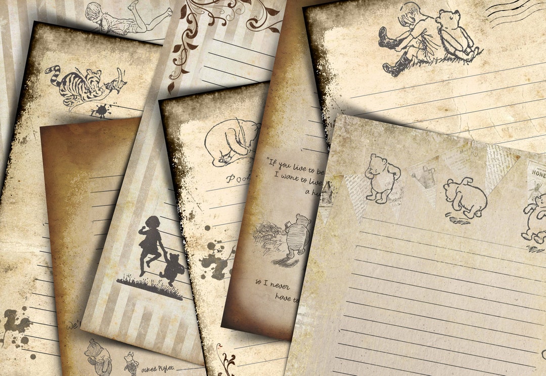 Vintage Classic Pooh Notes or Journal Pages and Classic Pooh Bear ...