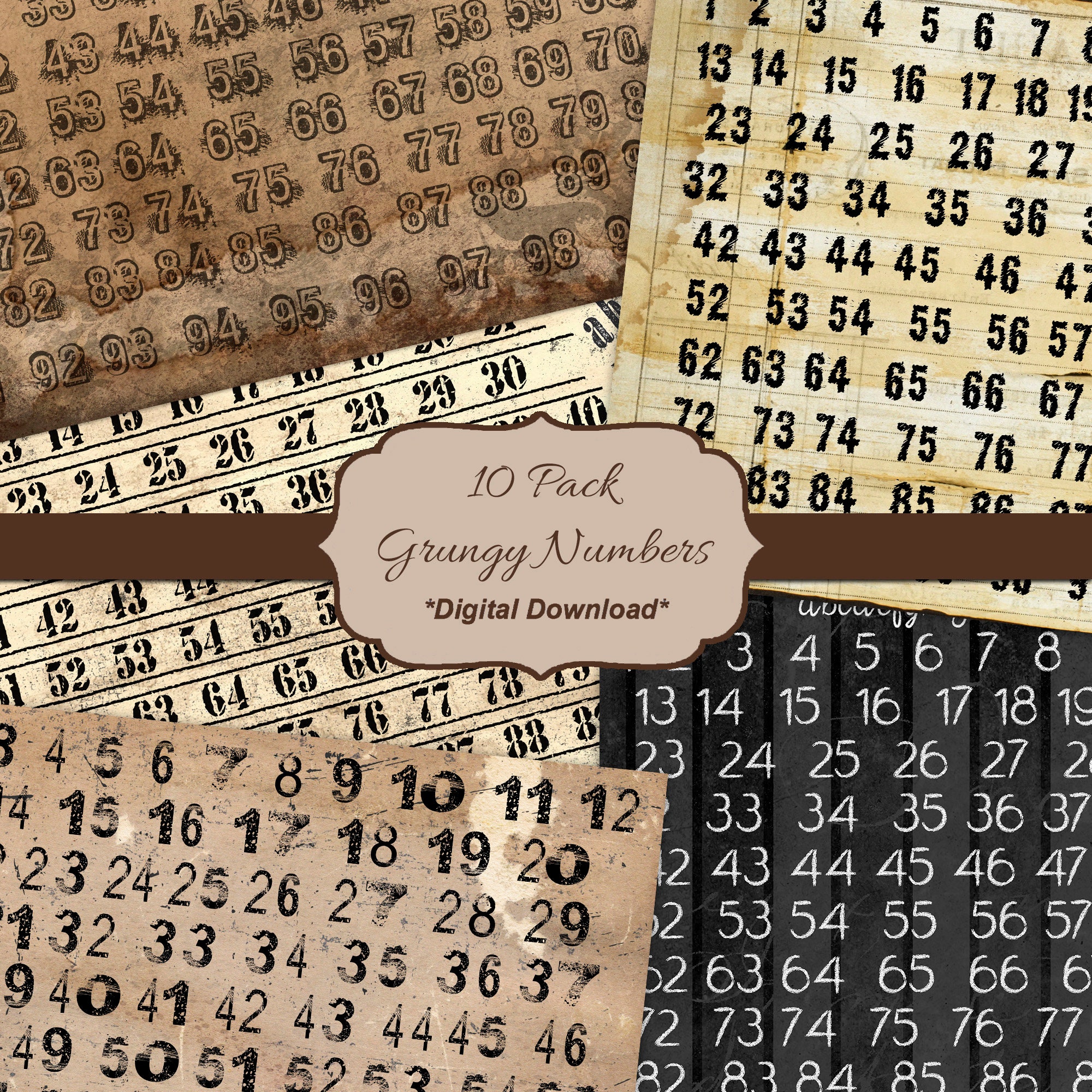 Industrial Chic Numbers Instant Download Digital Pack - Etsy