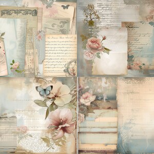 Vintage Floral Digital Paper Set, Shabby Chic Scrapbook Backgrounds ...