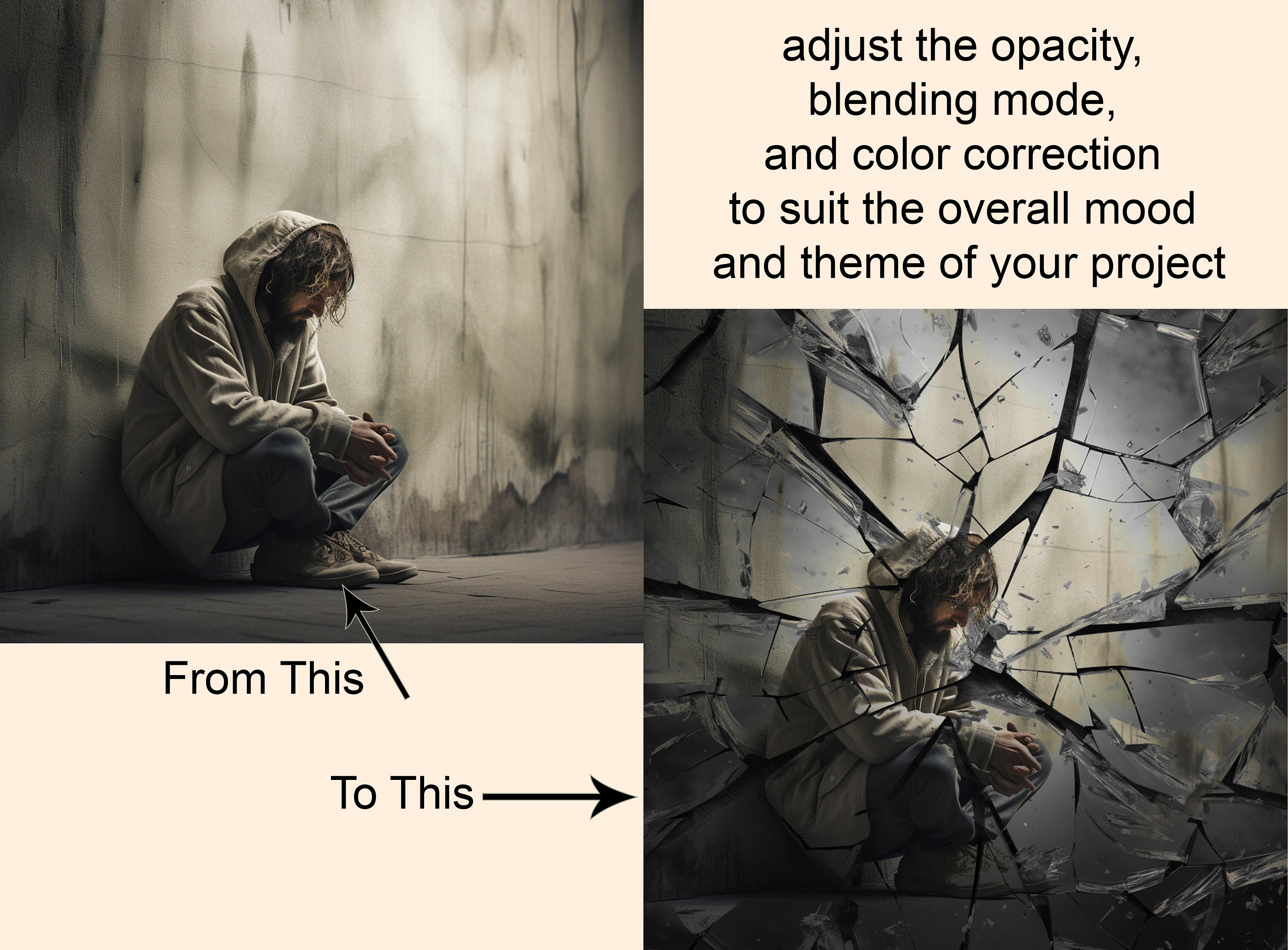 Grunge Texture Overlays, Shattered Glass Effect, Textured Digital Paper ...
