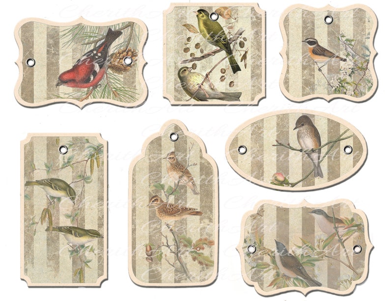 Printable Vintage Bird Tags & Labels -victorian Design - Digital ...