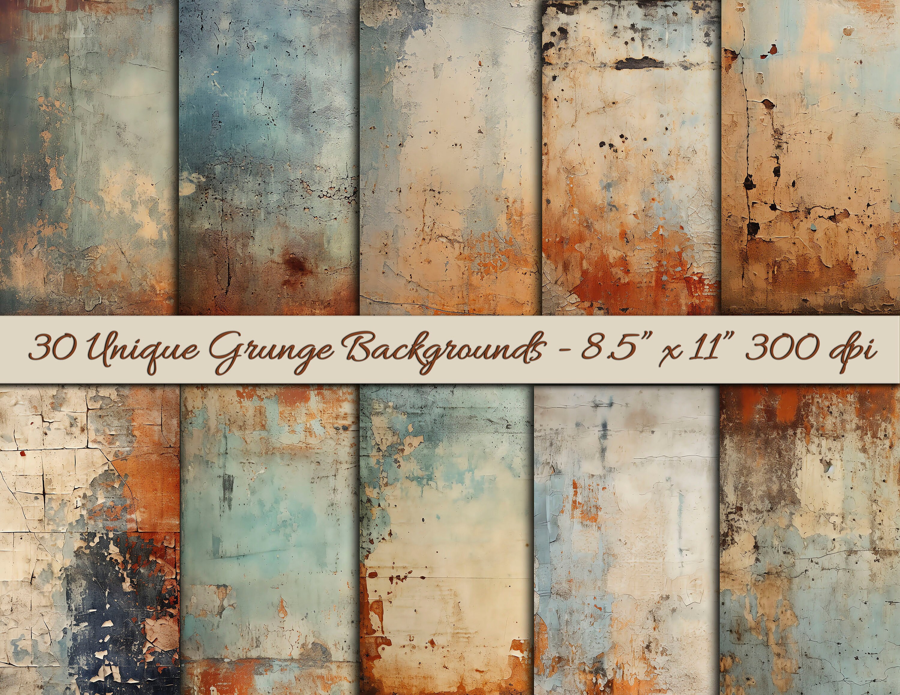30 Rusty Grunge Background and Overlay Textures - 300 DPI JPG Images ...