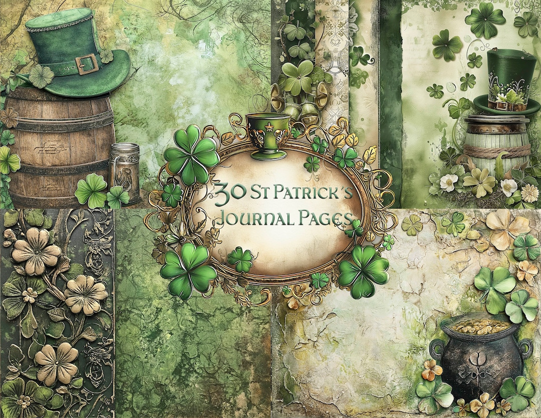 St. Patrick's Day Digital Journal Kit - 30 Printable Irish Scrapbook ...