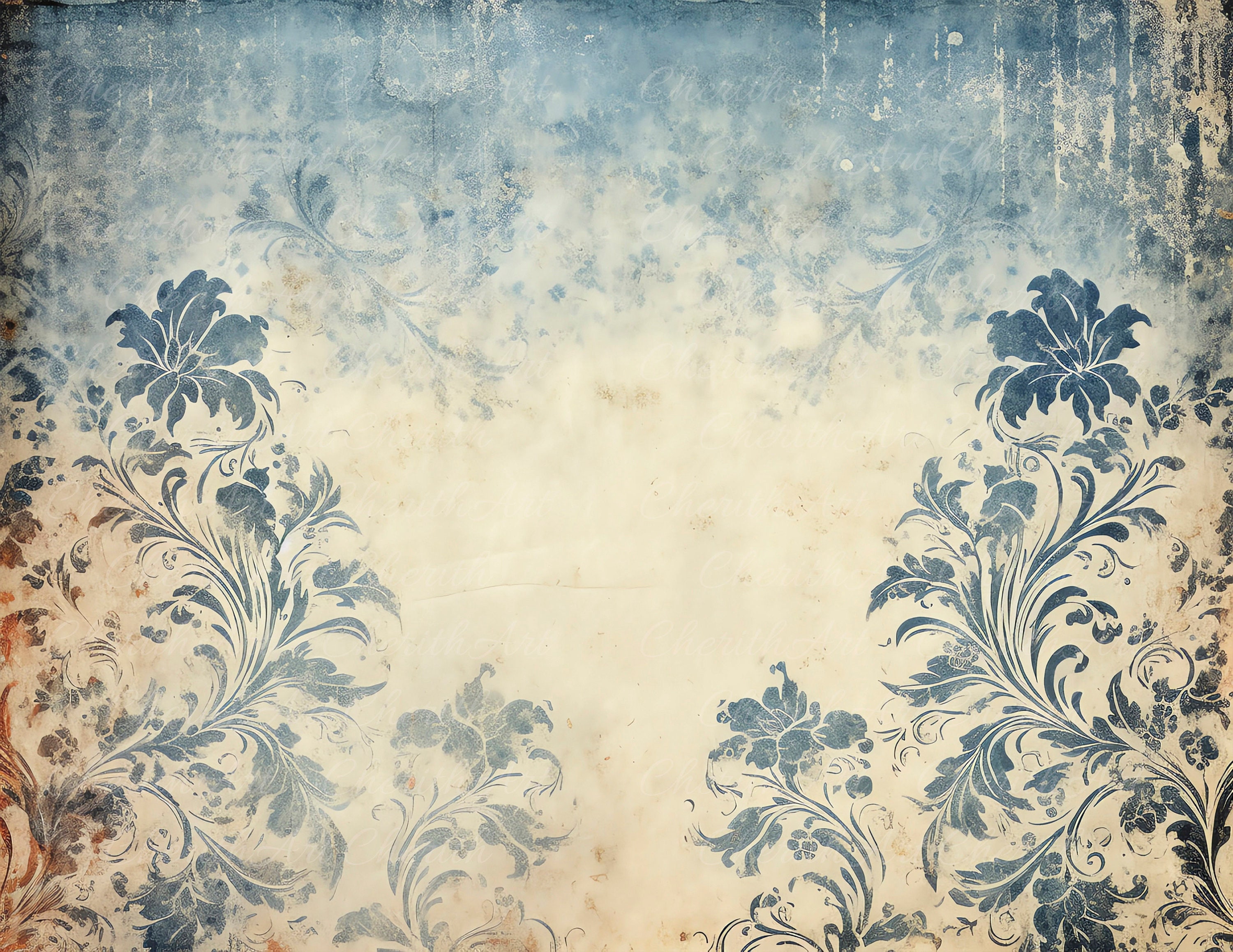 Peeling Damask Wallpaper Grunge Craft Paper Pack 40 Pages Masculine ...