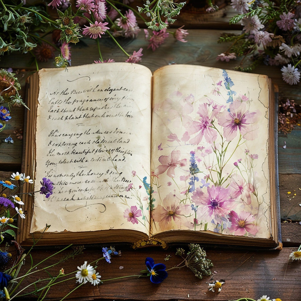 Watercolour Wildflower Meadow Paper Pack, Vintage Flowers Spring Junk ...