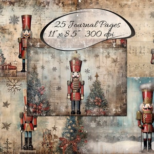 25 Grunge Christmas Nutcracker Digital Journal Papers. Junk Journal ...