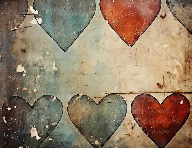 Distressed Craft Paper With a Poker Theme - 20 Digital Backing Papers ...