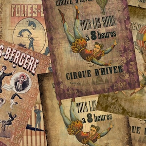 Vintage French Circus Posters, Scrapbook Paper (digital Download ...