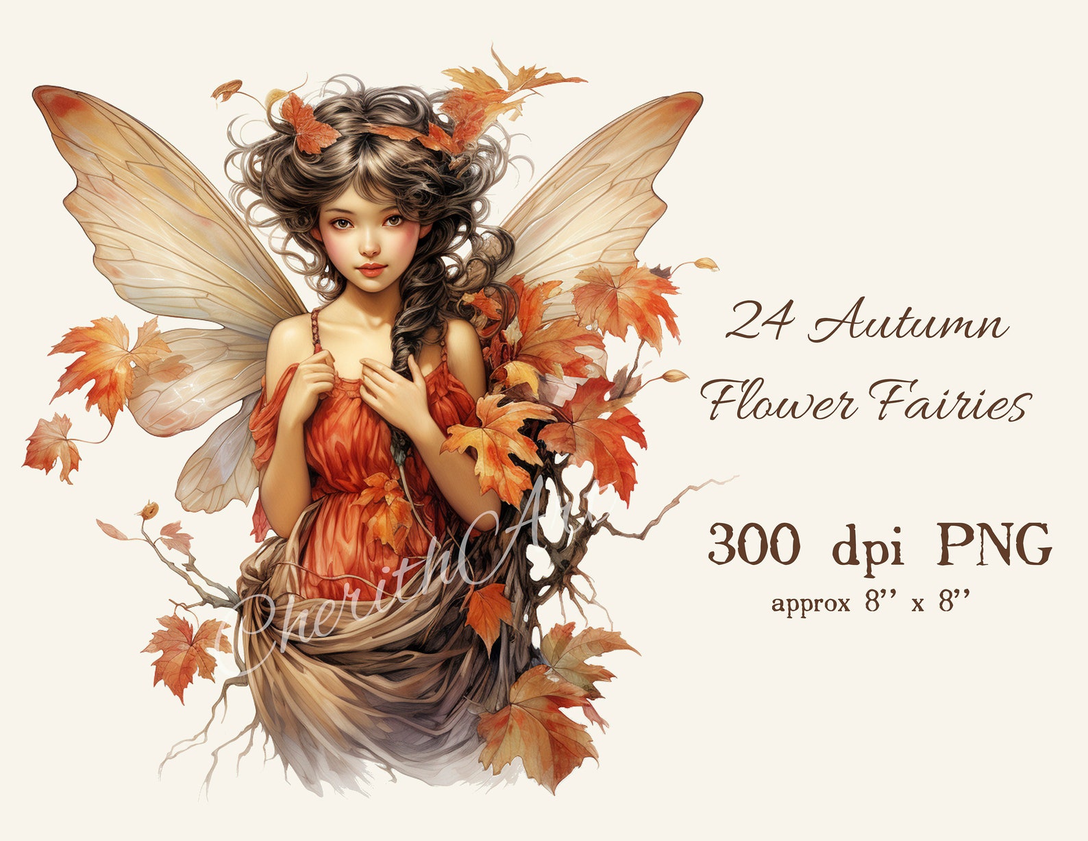 Autumn Flower Fairies Clipart - 24 PNG Files - Fall Fairies, Autumn ...