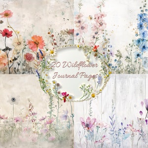Watercolour Wildflower Meadow Paper Pack, Vintage Flowers Spring Junk ...