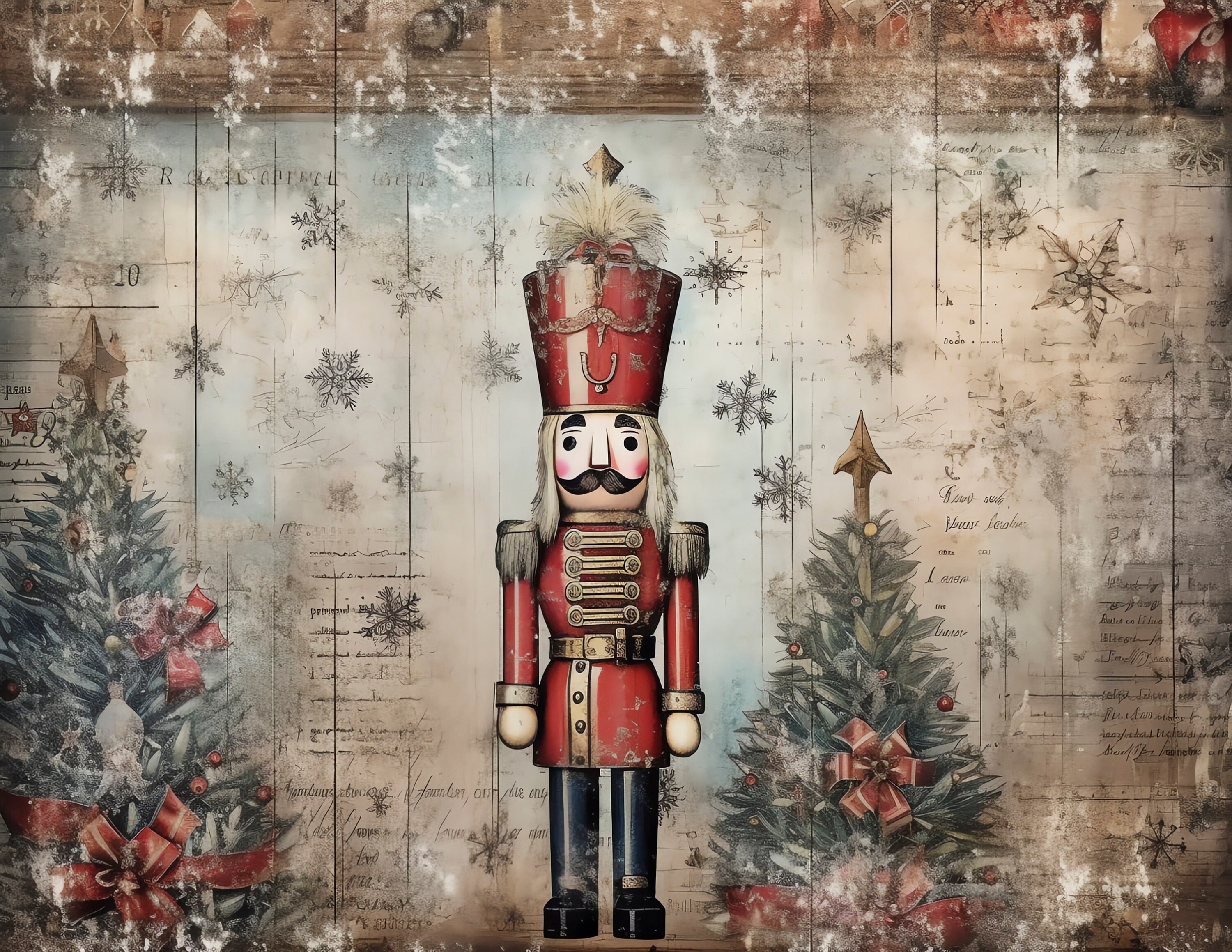 25 Grunge Christmas Nutcracker Digital Journal Papers. Junk Journal ...
