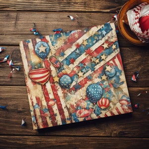 Vintage Americana Scrapbook Papers, Patriotic Digital Backgrounds, 4th ...