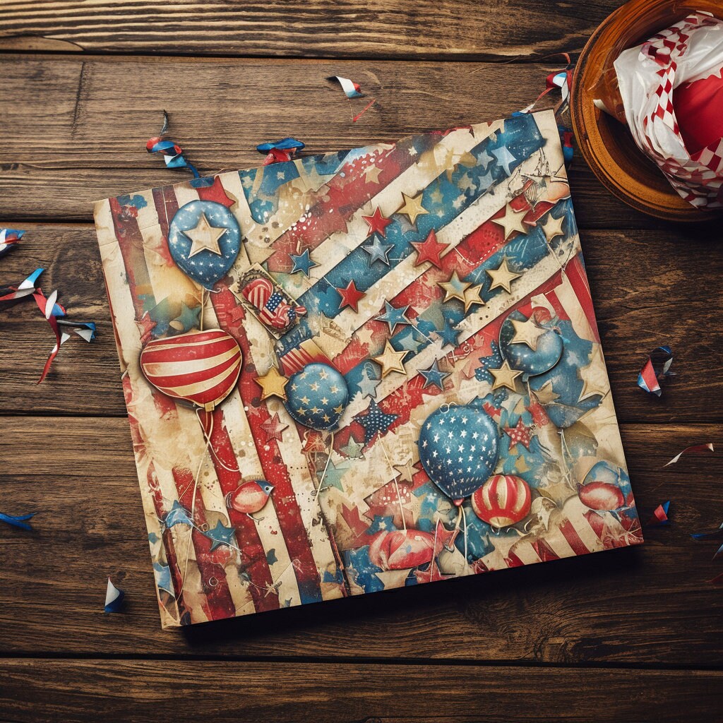 Vintage Americana Scrapbook Papers, Patriotic Digital Backgrounds, 4th ...