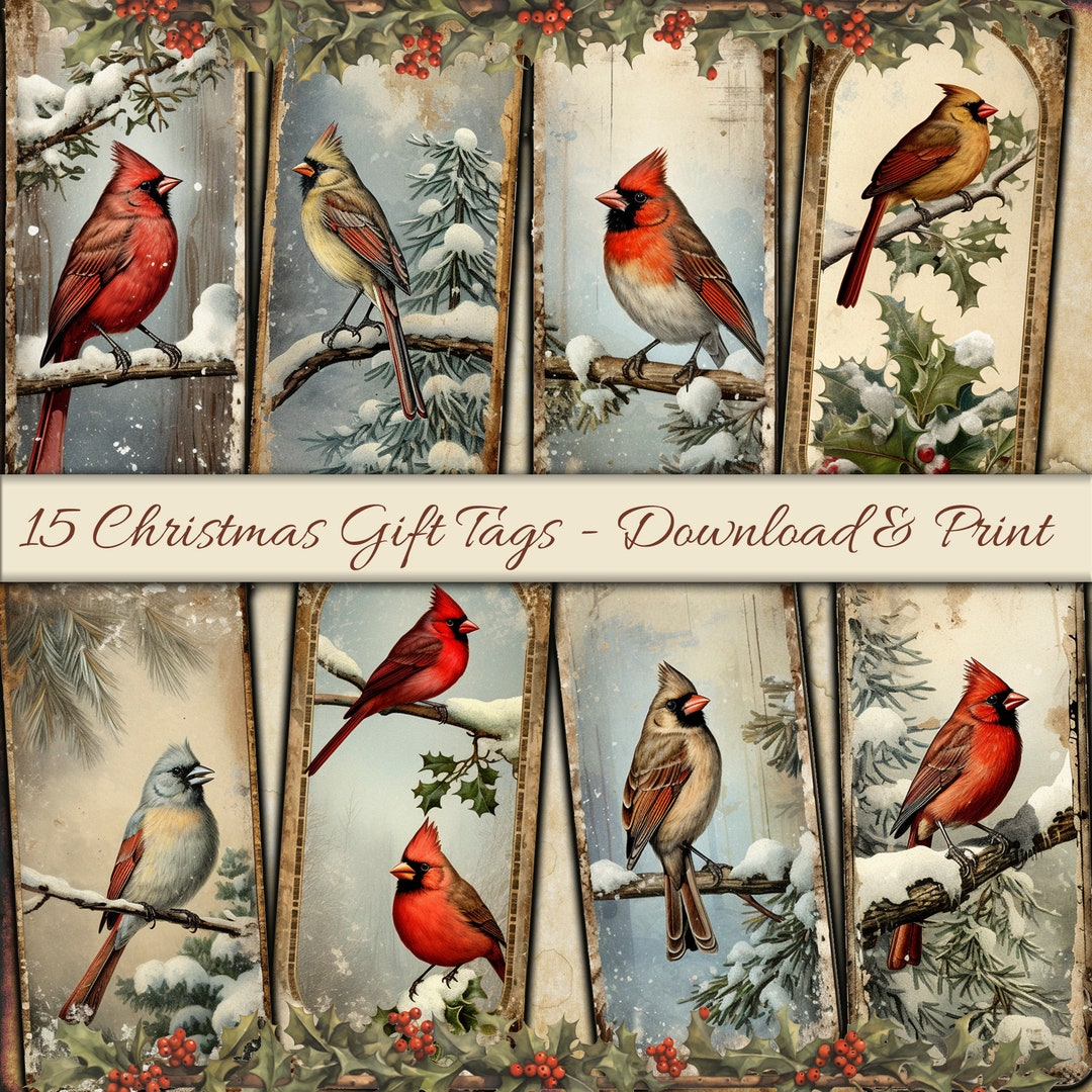 Cardinal Christmas Gift Tags - Christmas Digital Download- Printable ...
