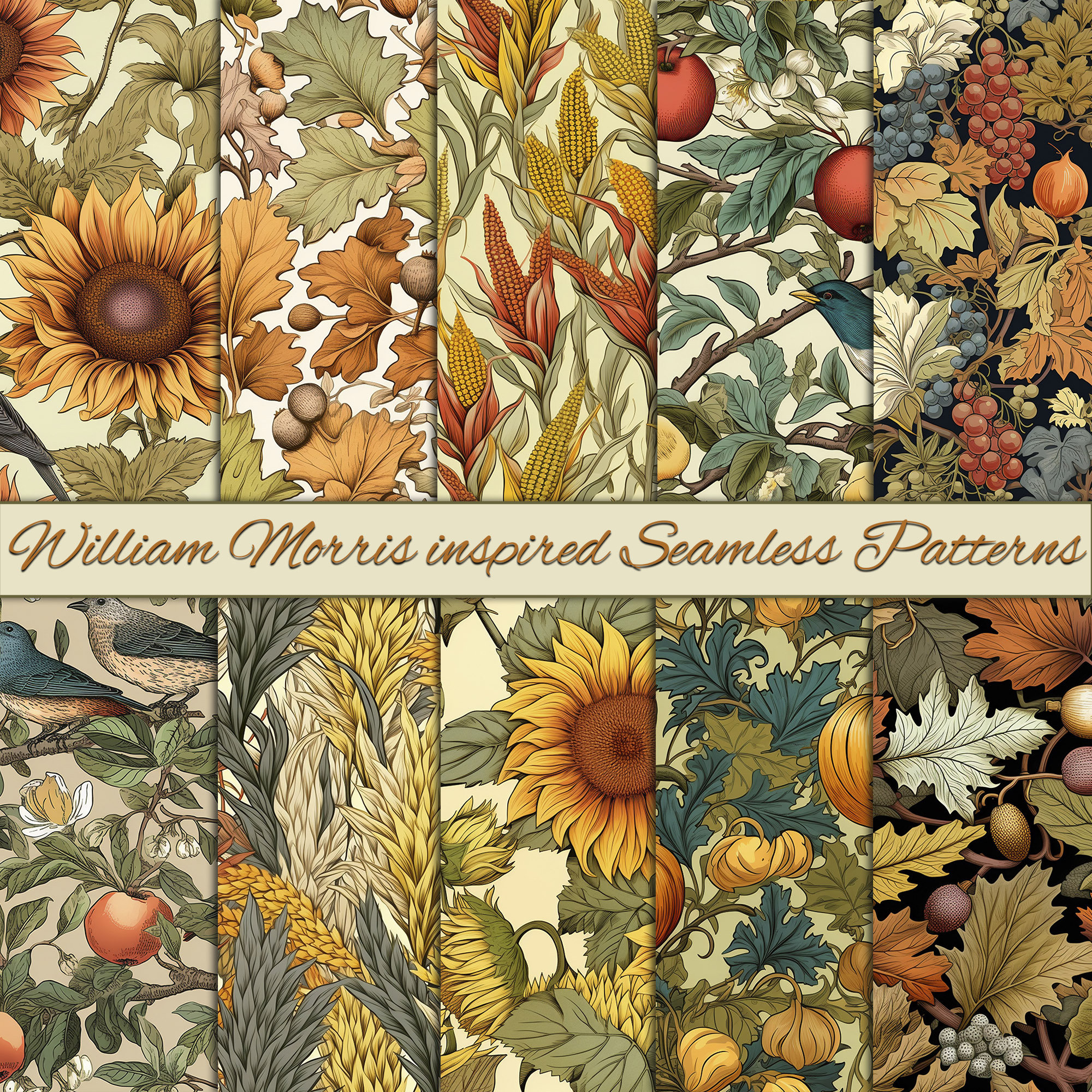 William Morris Paper - Autumn Colours - Digital Downloads - Seamless ...