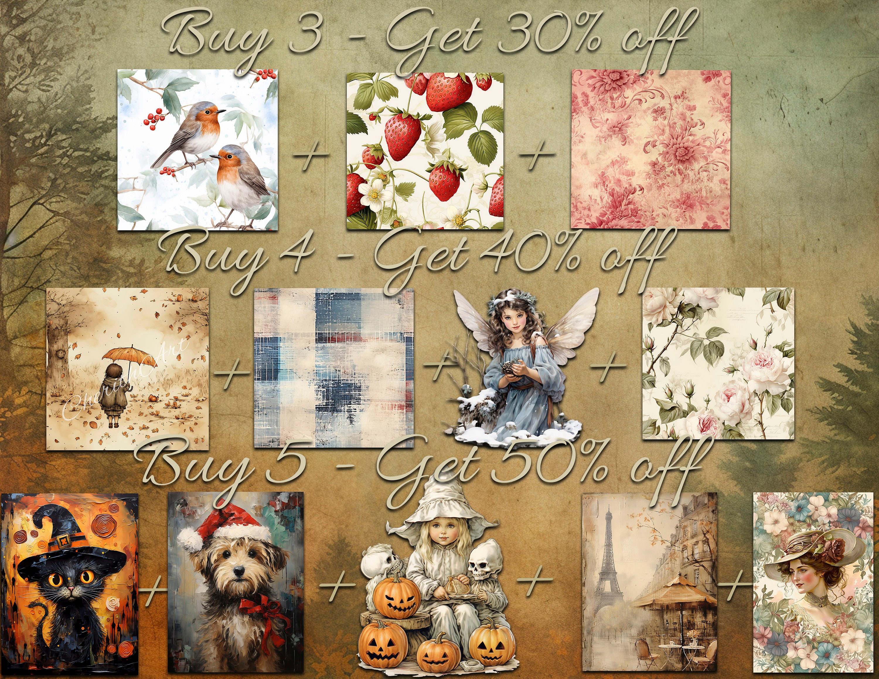 Christmas Grunge Journal Papers, Printable or Digital Seasonal ...