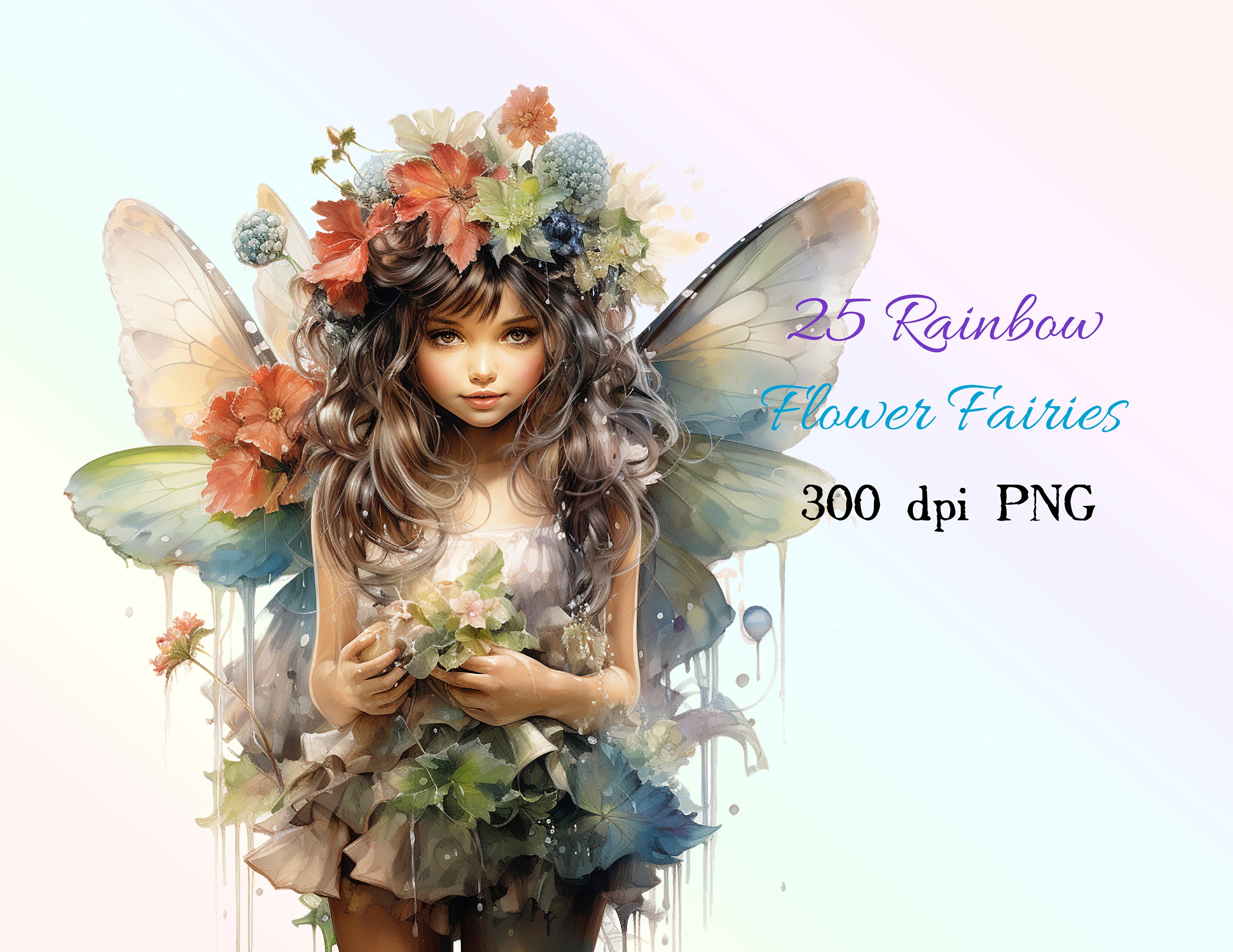 Rainbow Flower Fairy Clipart! 25 Brand New Colourful Flower Fairies ...