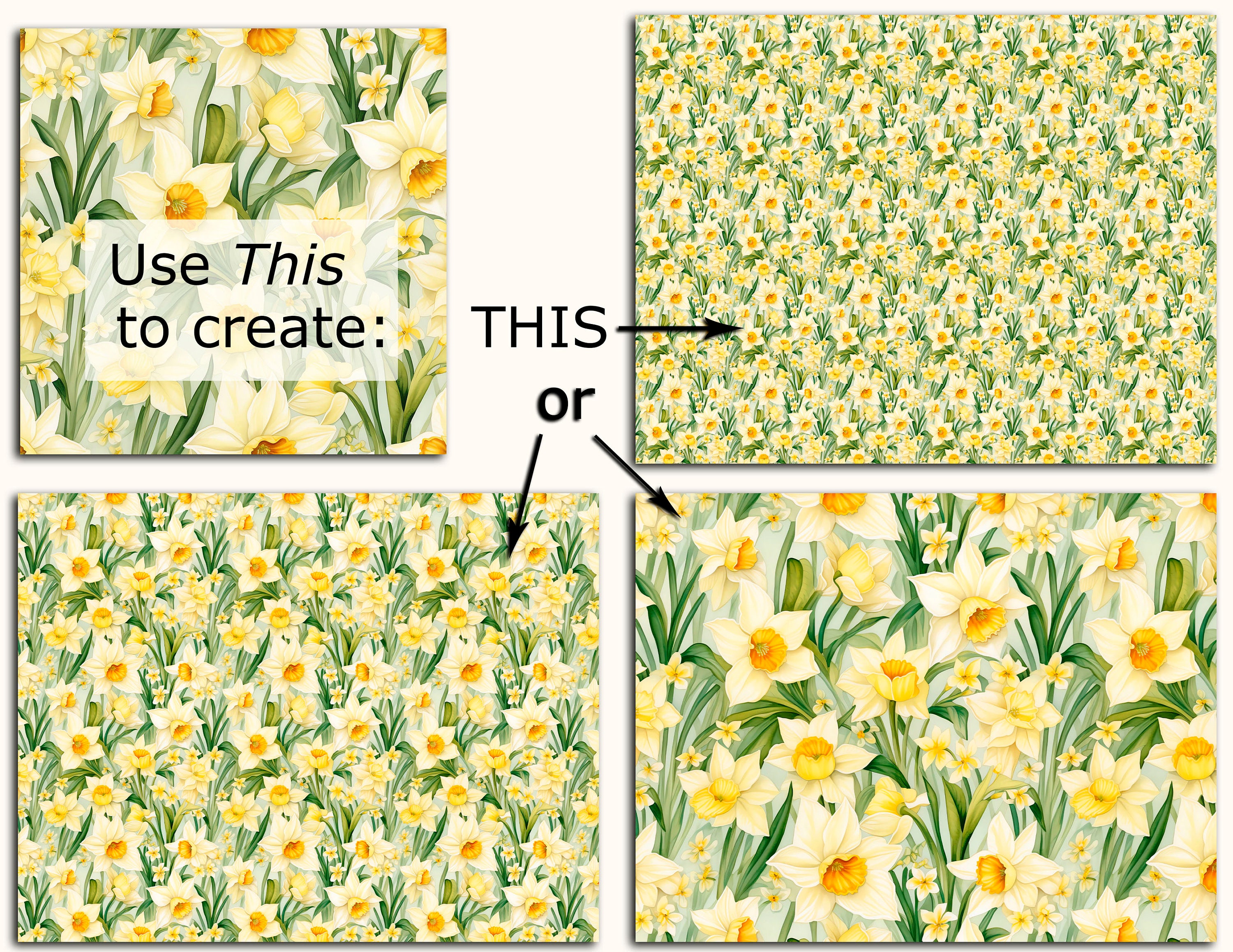 Watercolor Spring Bulb Digital Pack: Seamless Designs Watercolor Floral ...