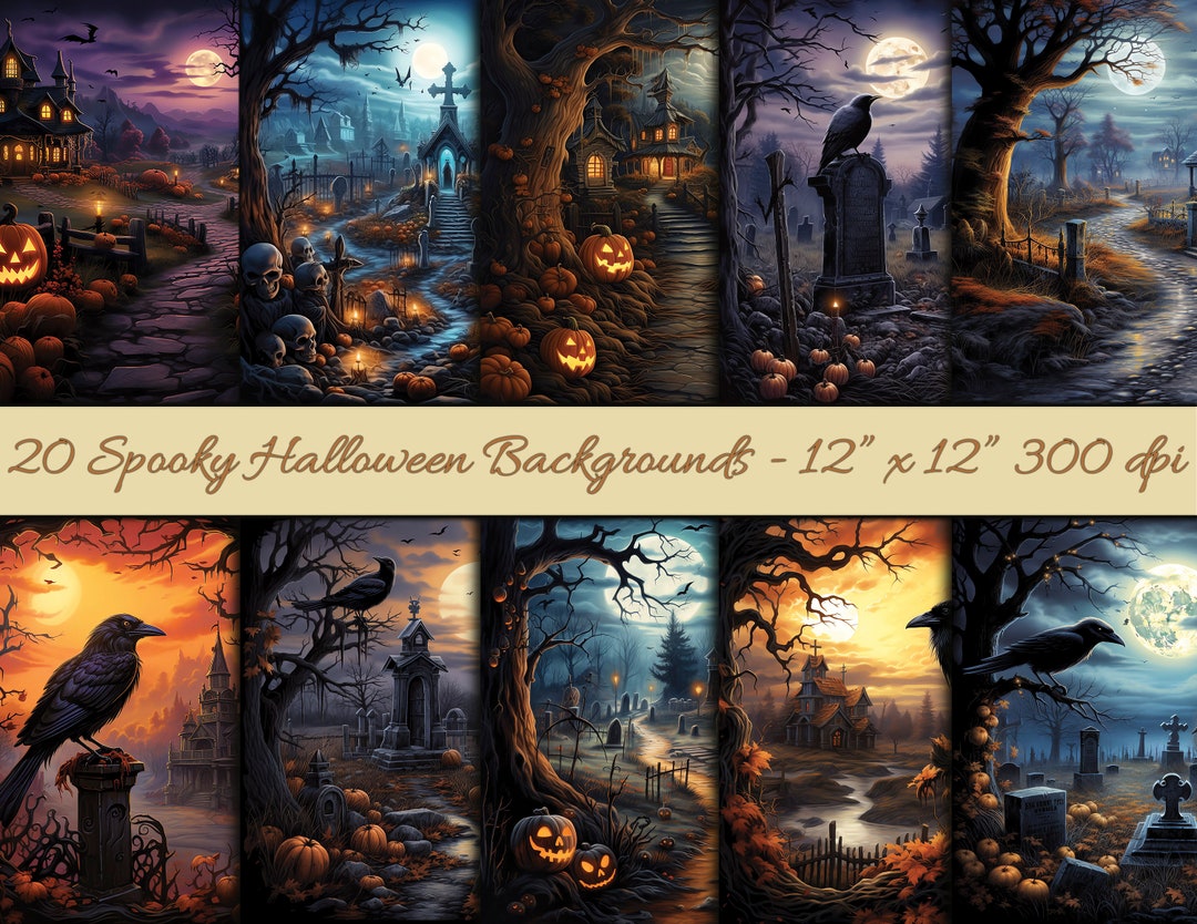 Halloween Printable Scrapbook Paper, Spooky Digital Background, Digital ...