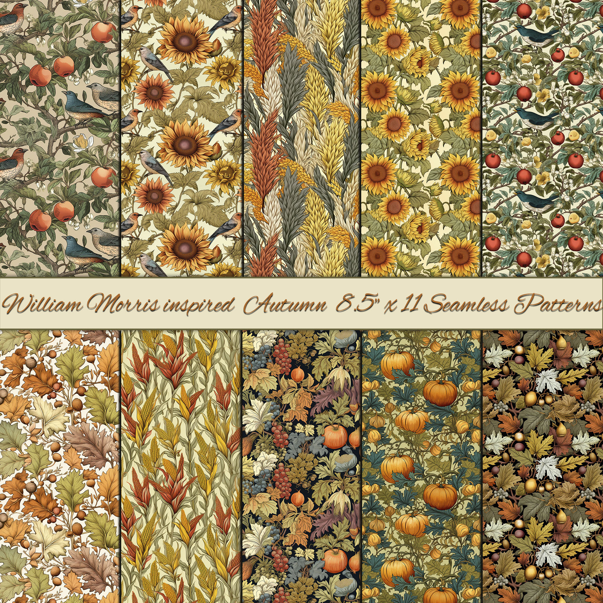 William Morris Paper - Autumn Colours - Digital Downloads - Seamless ...