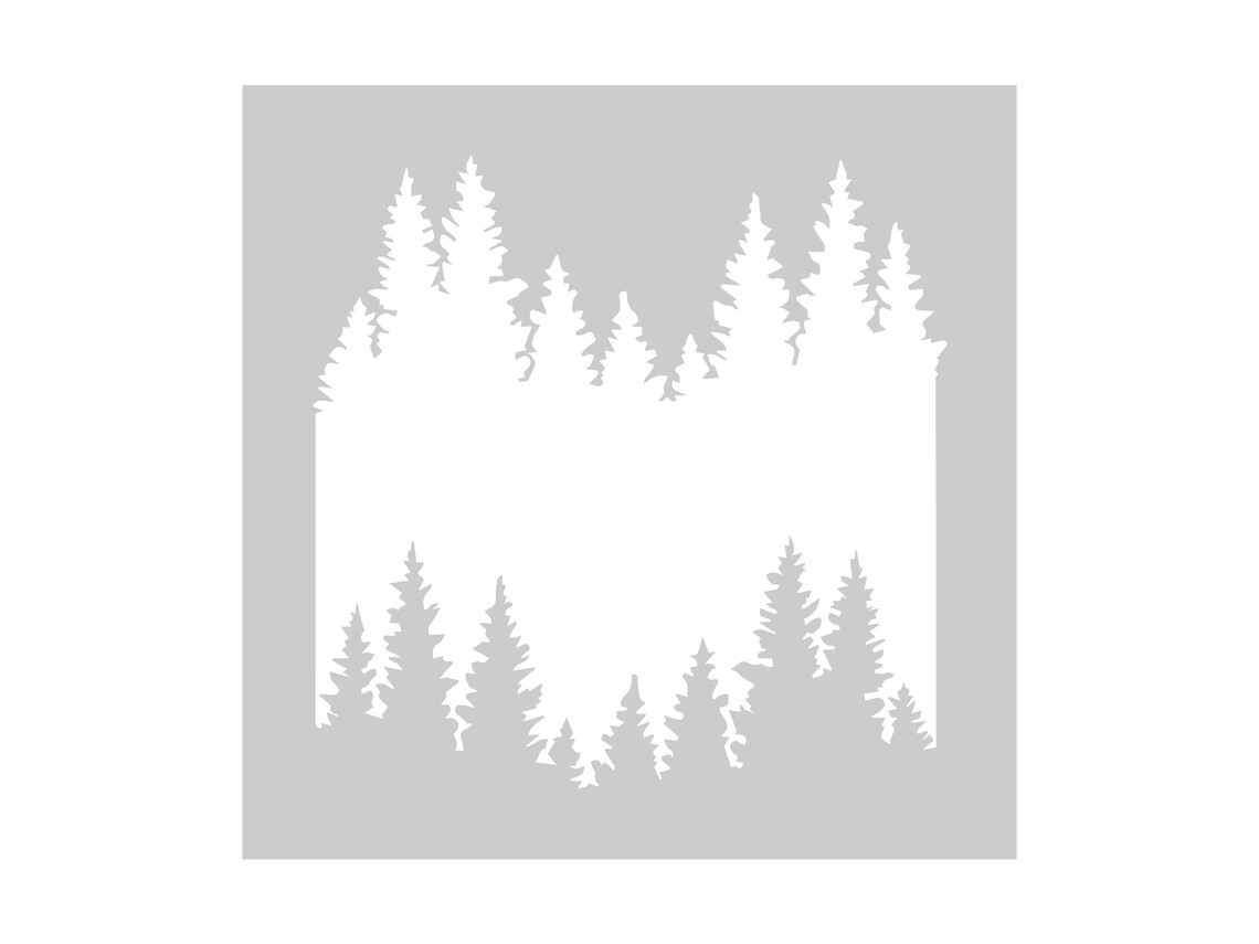Pine Trees Stencil | Pine Trees and Reflection Stencil | Pine Trees ...