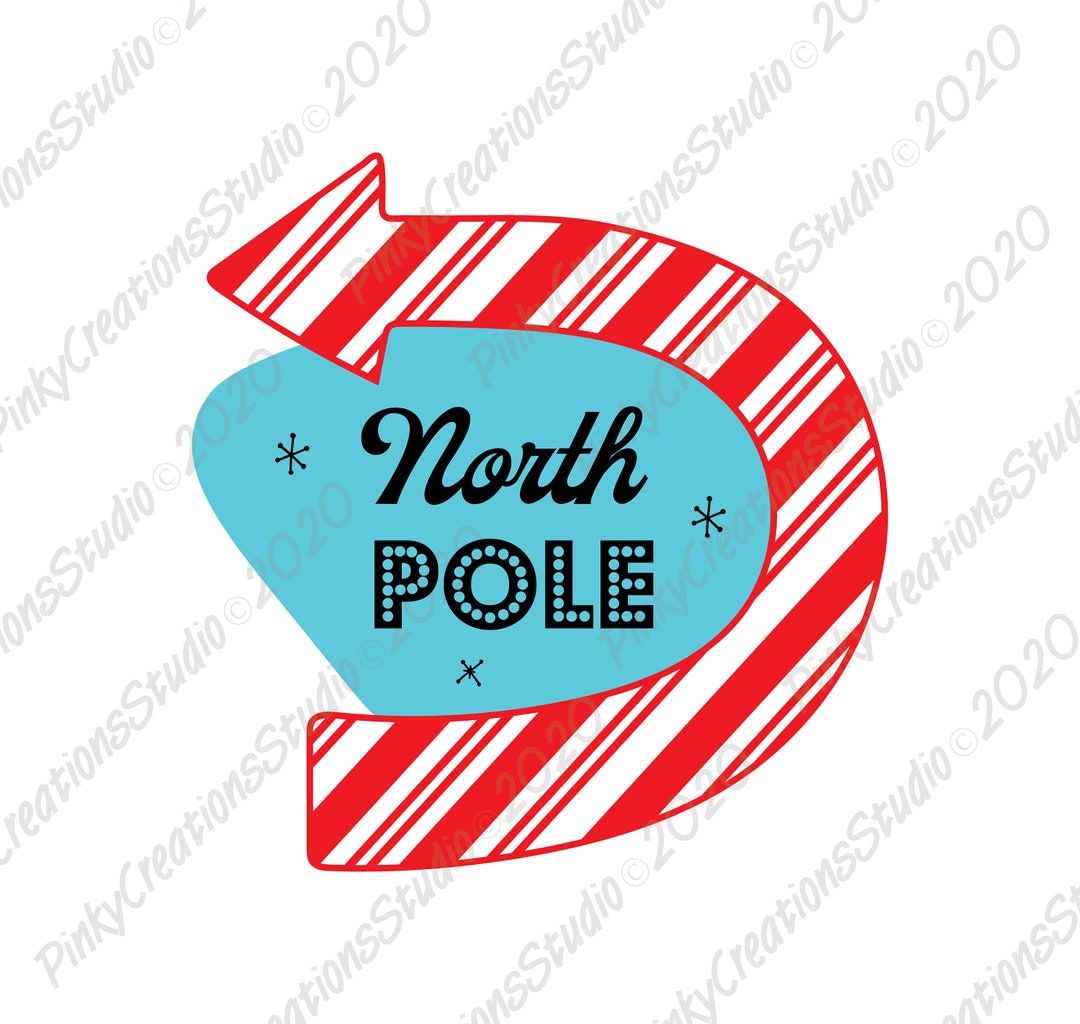 Retro North Pole Sign SVG Vintage North Pole Sign Retro Christmas Svg ...