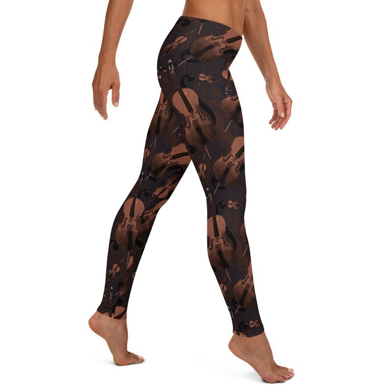 Cello Leggings Subtle Red-brown With F-hole and Wood Texture - Etsy