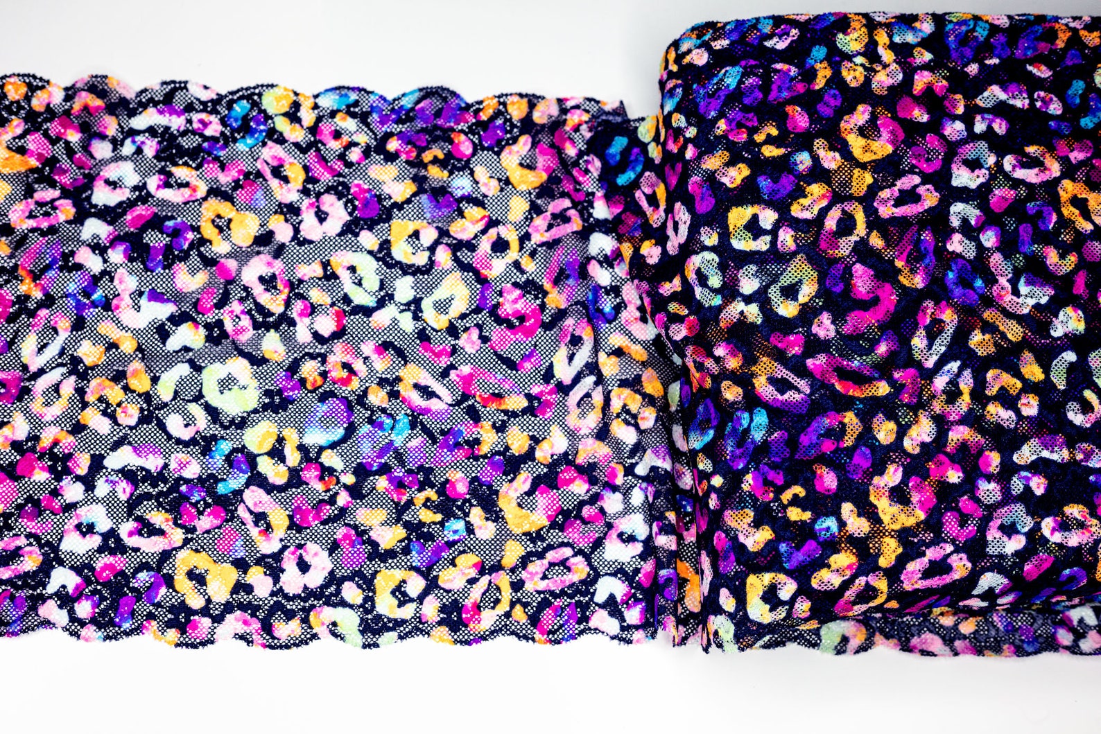 5 Yards 9.25 Multi Color Leopard Print Stretch Lace | Etsy