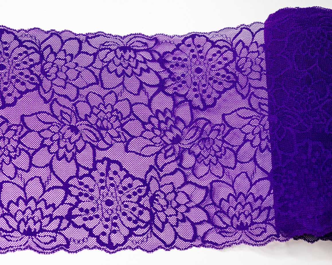 5 Yards 8.75" Purple Stretch Lace Trim - Etsy
