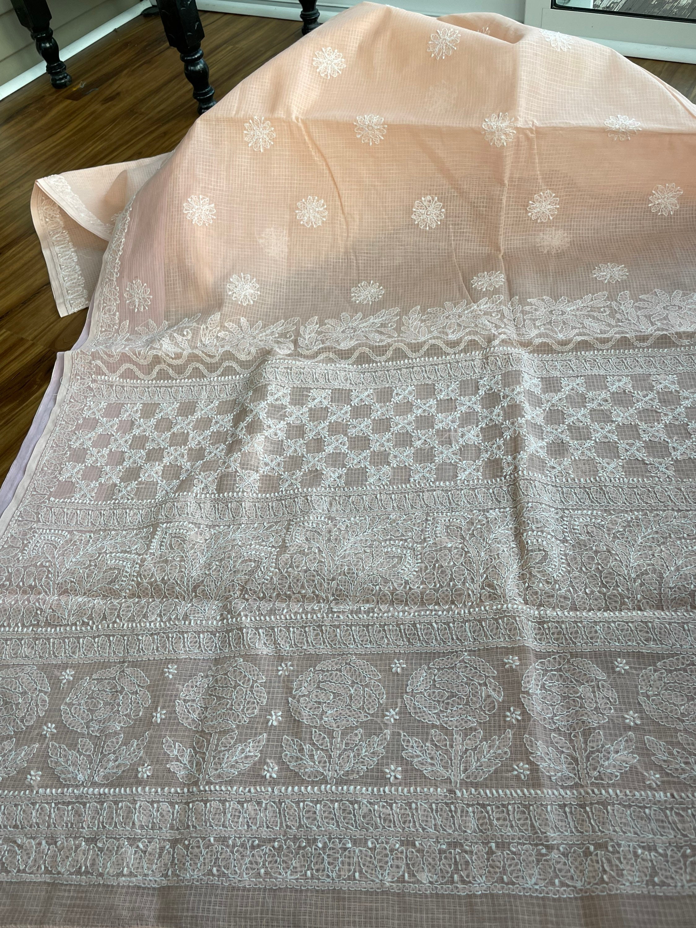 Handmade Chikankari Saree - Etsy