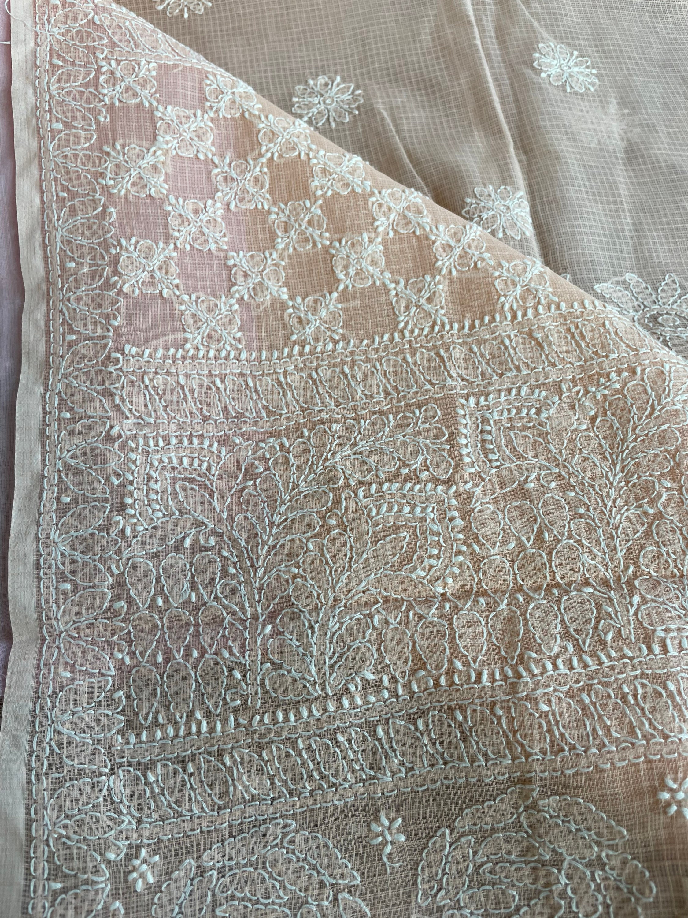 Handmade Chikankari Saree - Etsy
