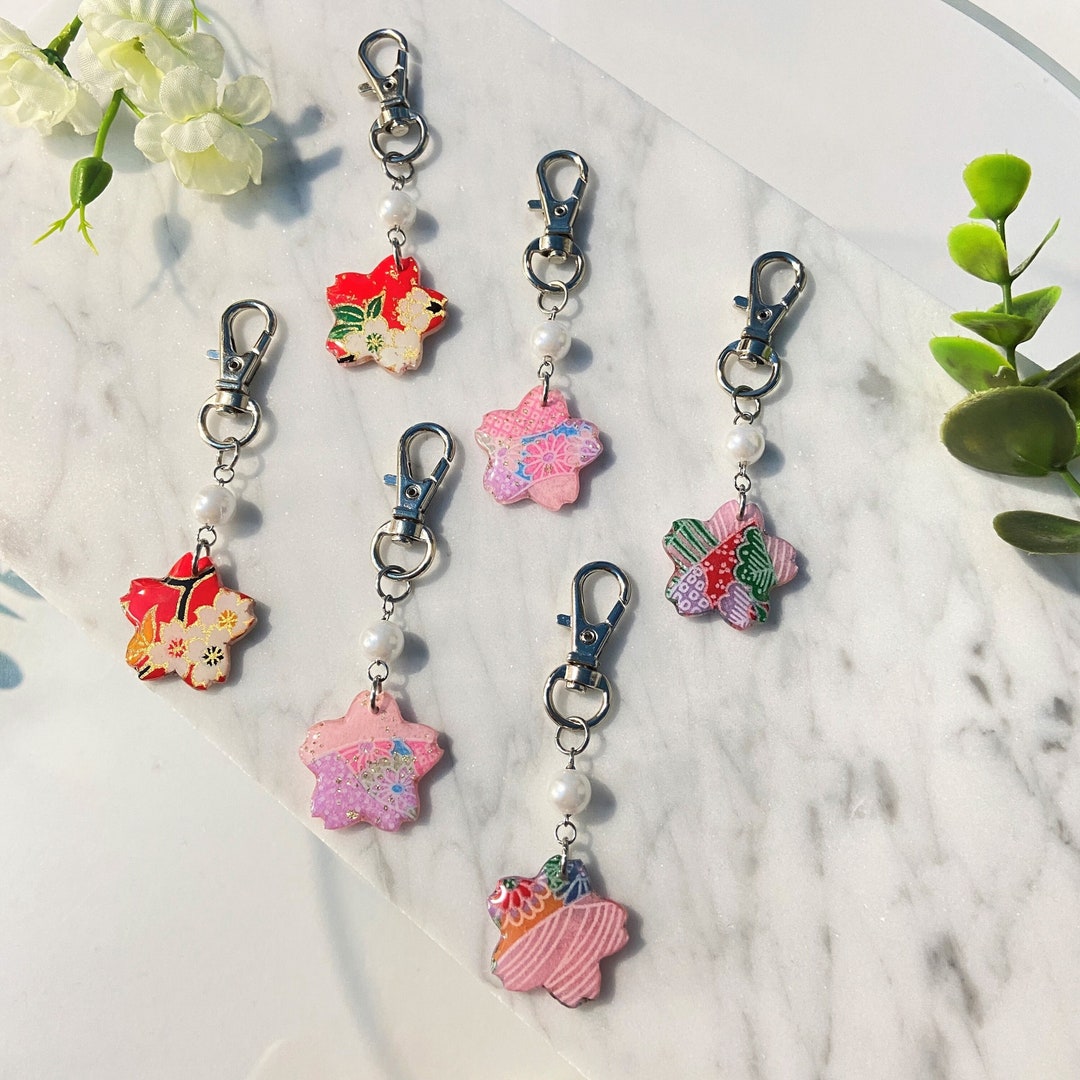Cherry Blossom Keychain Origami Sakura Bag Charm - Etsy