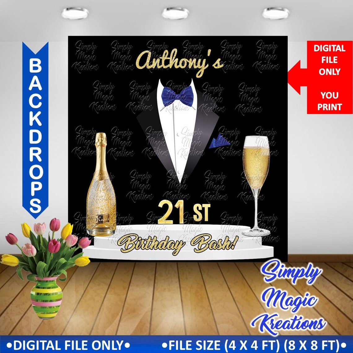 Men's Tuxedo Birthday Backdrop | Men's Tuxedo | Men's Backdrop | Adult ...