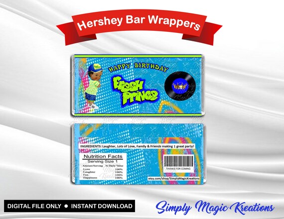 Paper Instant Download! Fresh Prince Baby Shower Candy Bar Wrapper ...