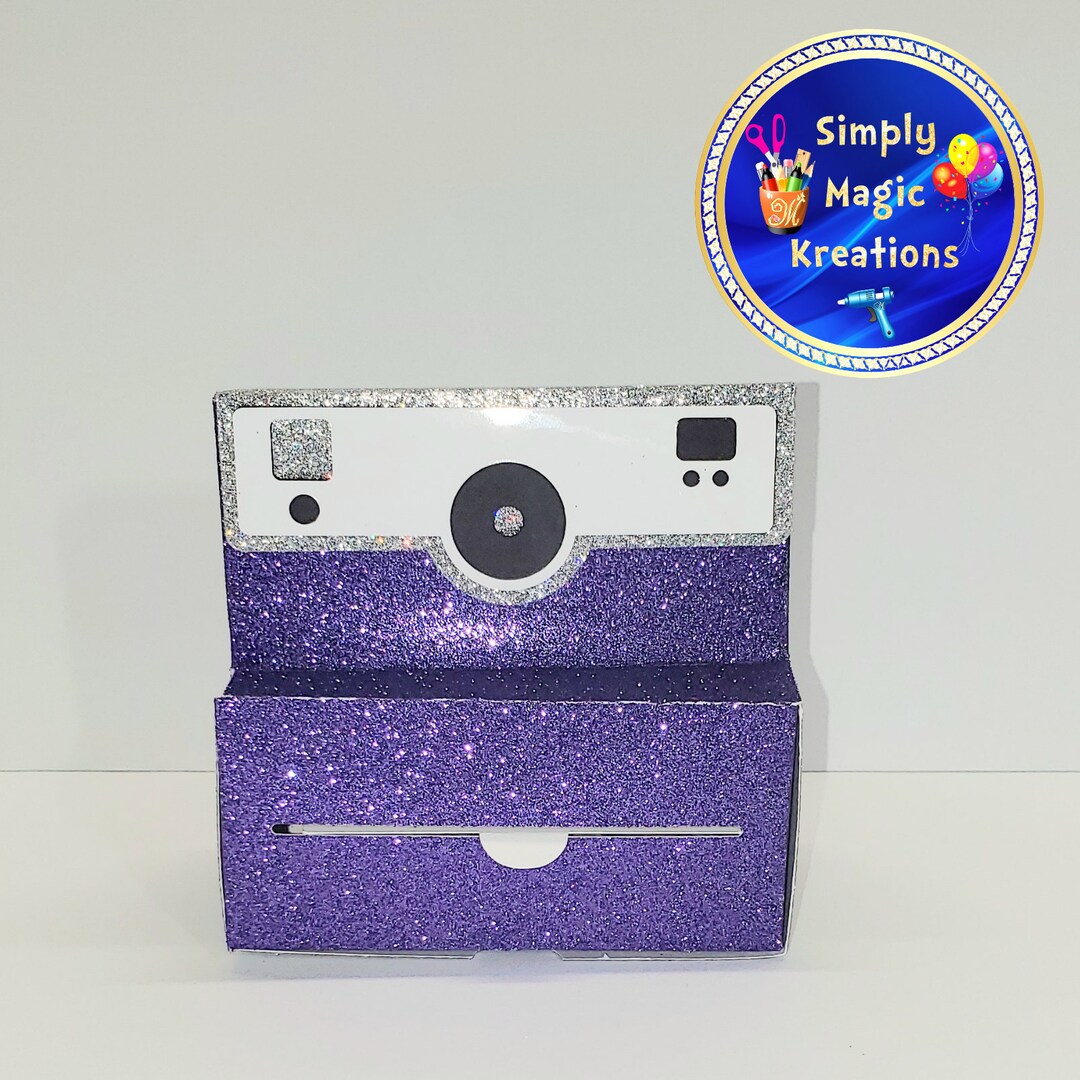 Camera / Polaroid Money Box | Purple & Silver Glitter - Etsy